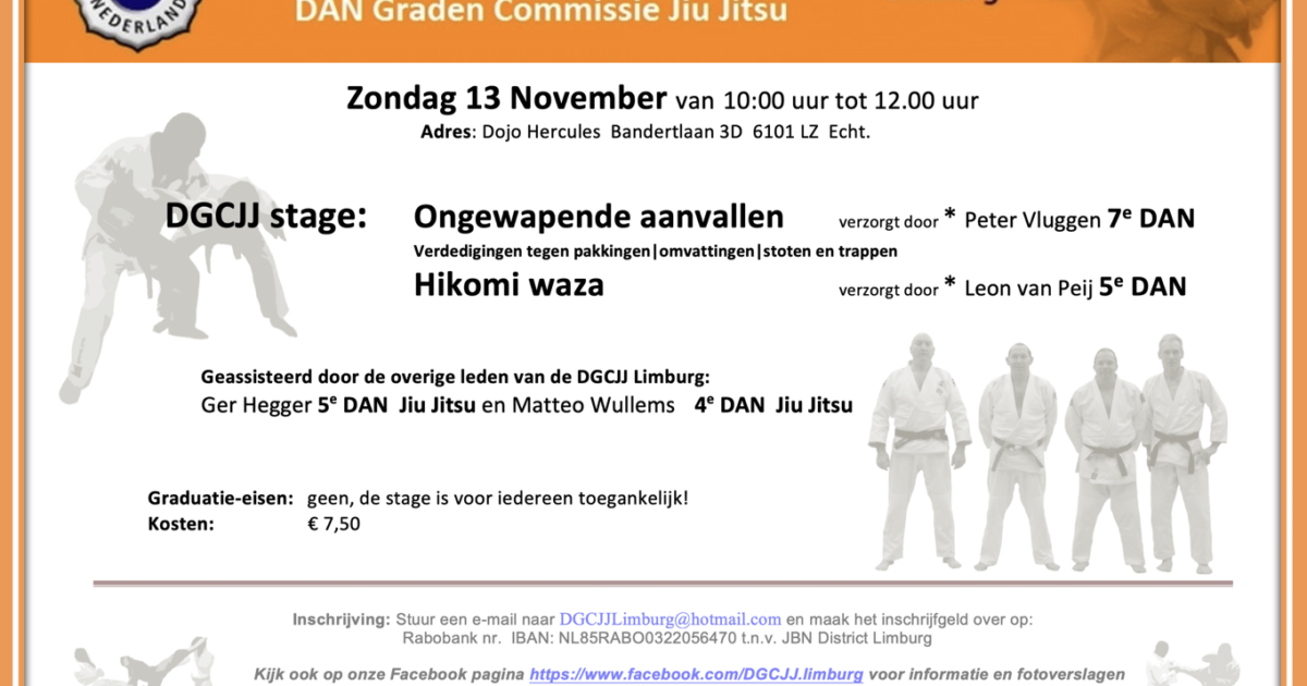 Judo Bond Nederland | Jiu Jitsu Stage zondag 13 november 2022 Dojo…